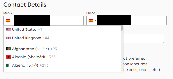 تغيير رقم الهاتف واللغة – Axi Support (AE-AR)