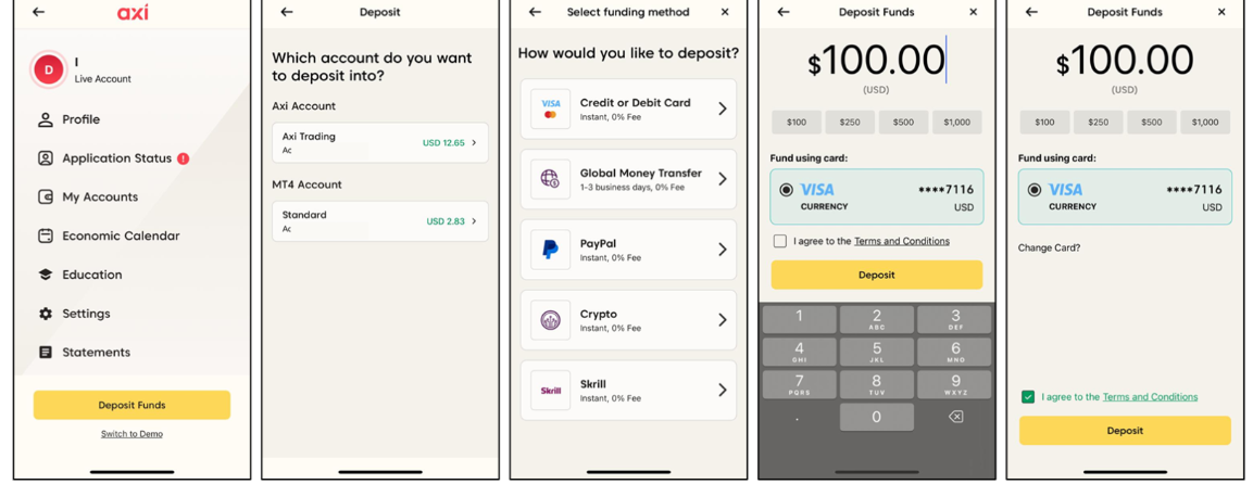 How can I deposit funds through the Axi mobile app? – Axi Support (Int)