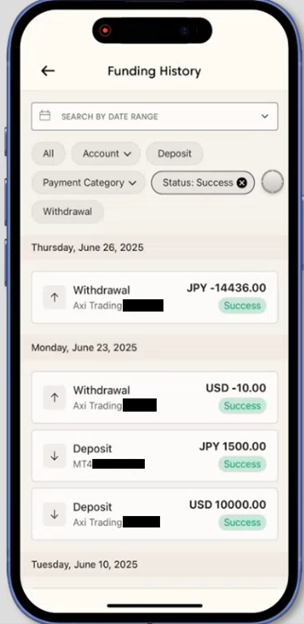 هل يمكنني عرض سجل الإيداعات والسحوبات عبر تطبيق Axi للتداول (ATP)؟ – Axi Support (AE-AR)