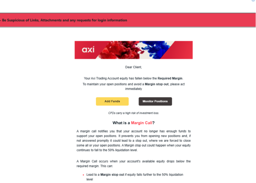 เมื่อมาร์จิ้นต่ำ คุณจะได้รับการแจ้งเตือนโดยแอป Axi บนมือถือหรือไม่? – Axi Support (TH)